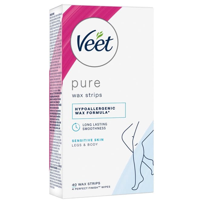 Buy Veet Pure Hair Removal Cold Wax Strips Legs and Body Sensitive Skin ...