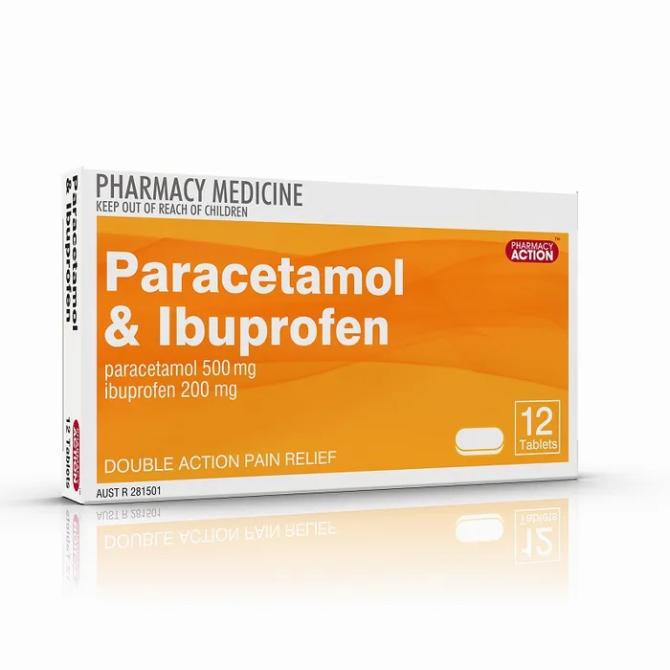 Buy Pharmacy Action Paracetamol and Ibuprofen Pain Relief Tab X 12 Online