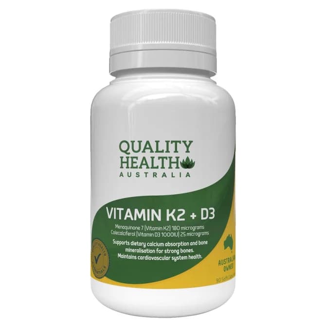 Buy Quality Health Australia Vitamin K2 plus D3 90 Capsules Online