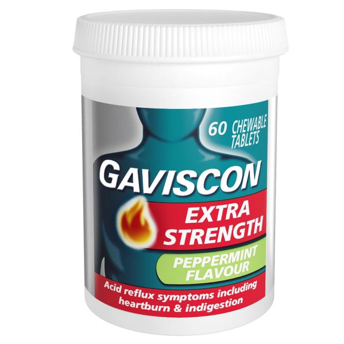 Buy Gaviscon Extra Strength 500mg Chewable Tablets Peppermint 60 ...
