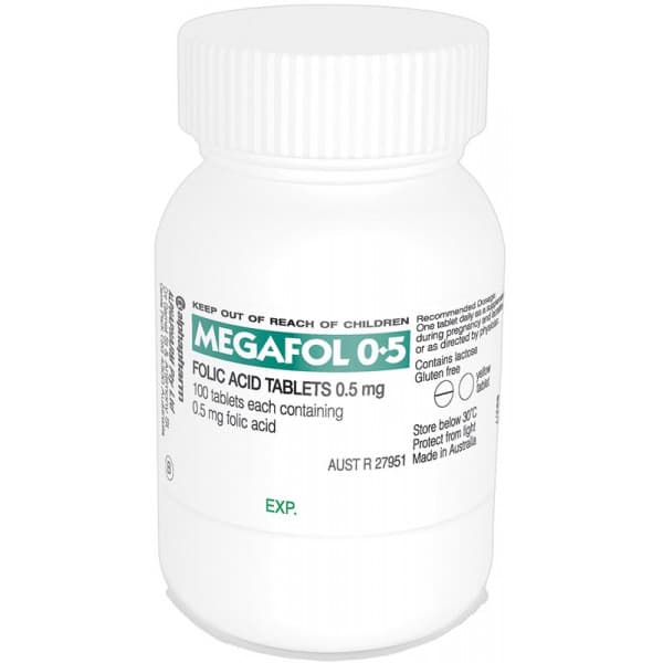 Buy Megafol Folic Acid 0.5 mg 100 Tablets Online