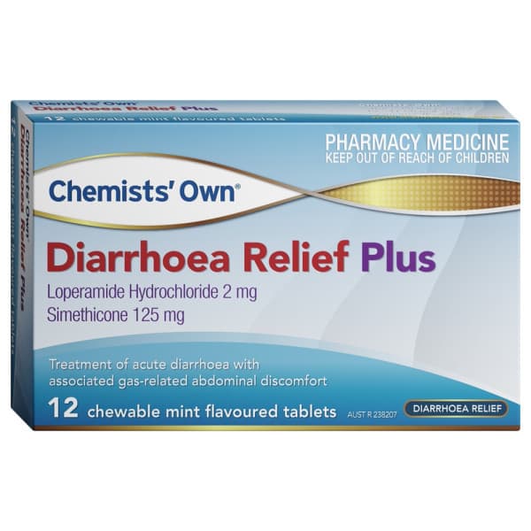 Buy Chemists Own Diarrhoea Relief Plus Chewable 12 Tablets Online