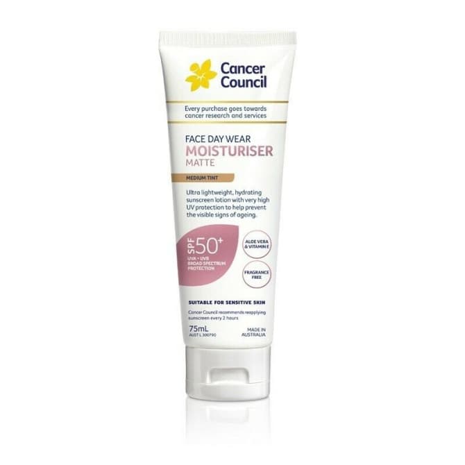 Buy Cancer Council Face Daywear Moisturiser Matte Medium Tint SPF 50 ...