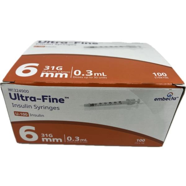 Buy Embecta Ultra Fine Insulin Syringe 0.3ml 31g 6mm Single Syringe ...