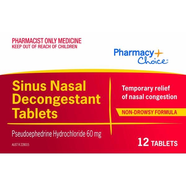 Buy Pharmacy Choice Sinus Nasal Decongestant 12 Tablets S3 Online