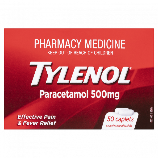 Buy Tylenol Paracetamol 500mg 50 Caplets Online | Chempro Chemists