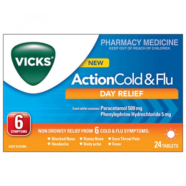 Buy Vicks Action Cold & Flu Day 24 Tablets Online