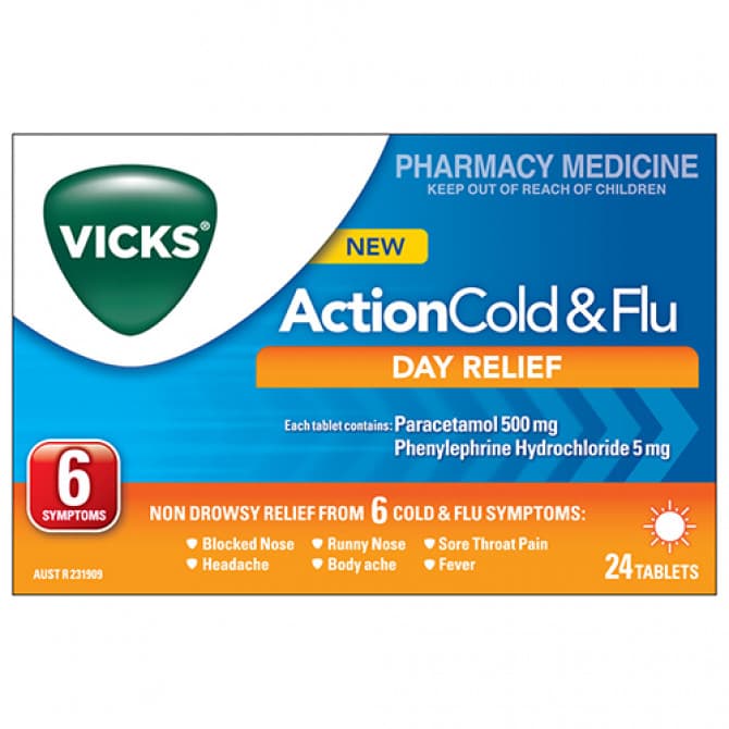 Buy Vicks Action Cold & Flu Day 24 Tablets Online
