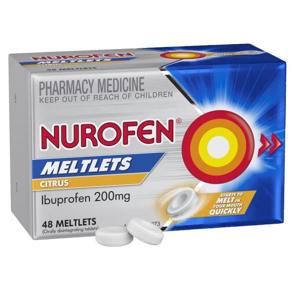 Buy Nurofen Meltlets Pain Relief Citrus 200mg Ibuprofen 48 pack Online