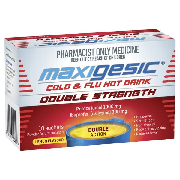Buy Maxigesic Cold and Flu Hot Drink Double Strength 10 Sachets S3 Online