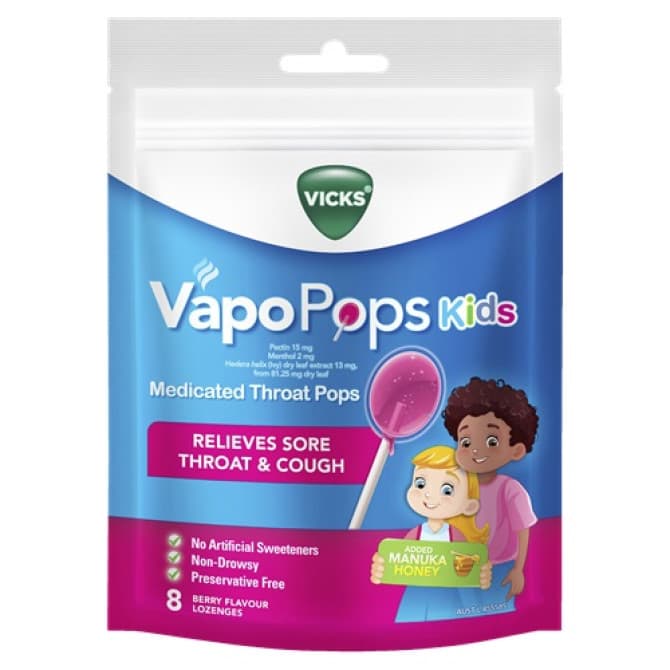 Buy Vicks VapoPops Kids 8 Medicated Throat Pops Online