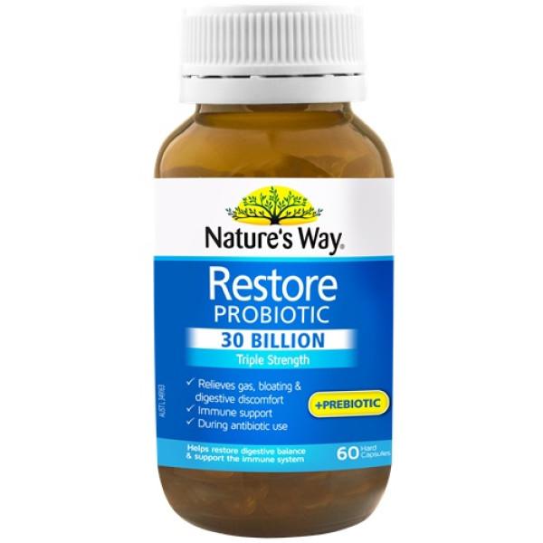 Buy Natures Way Restore Probiotic 30 Billion 60 Capsules Online