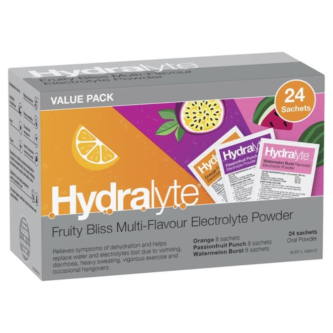 Buy Hydralyte Electrolyte Powder Fruity Bliss Flavoured 24 Sachets Online