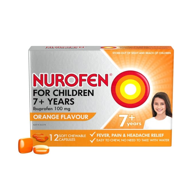 Buy Nurofen For Children 7 Plus Orange 12 Chewable Capsules Online