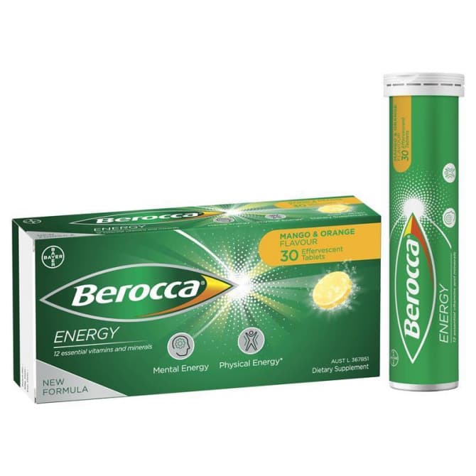 Buy Berocca Energy Mango & Orange 30 Effervescent Tablets Online