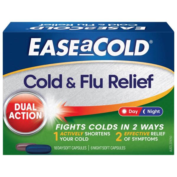 Buy Ease a Cold Cold and Flu Day and Night Liquid 24 Capsules Online