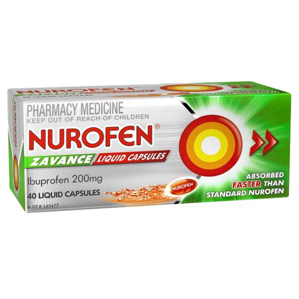 Buy Nurofen Zavance Fast Pain Relief Liquid Capsules 200mg Ibuprofen 40 ...