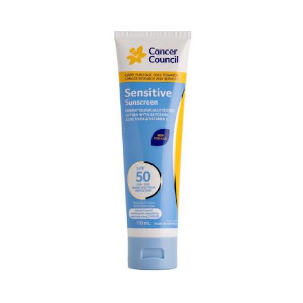 Buy Cancer Council Sensitive Sunscreen SPF50 Plus Tube 110ml Online